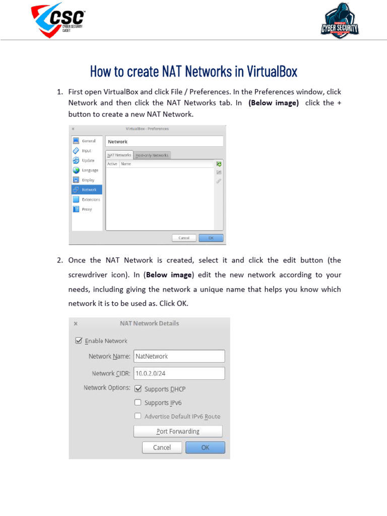 Create NAT Networks in VirtualBox | PDF