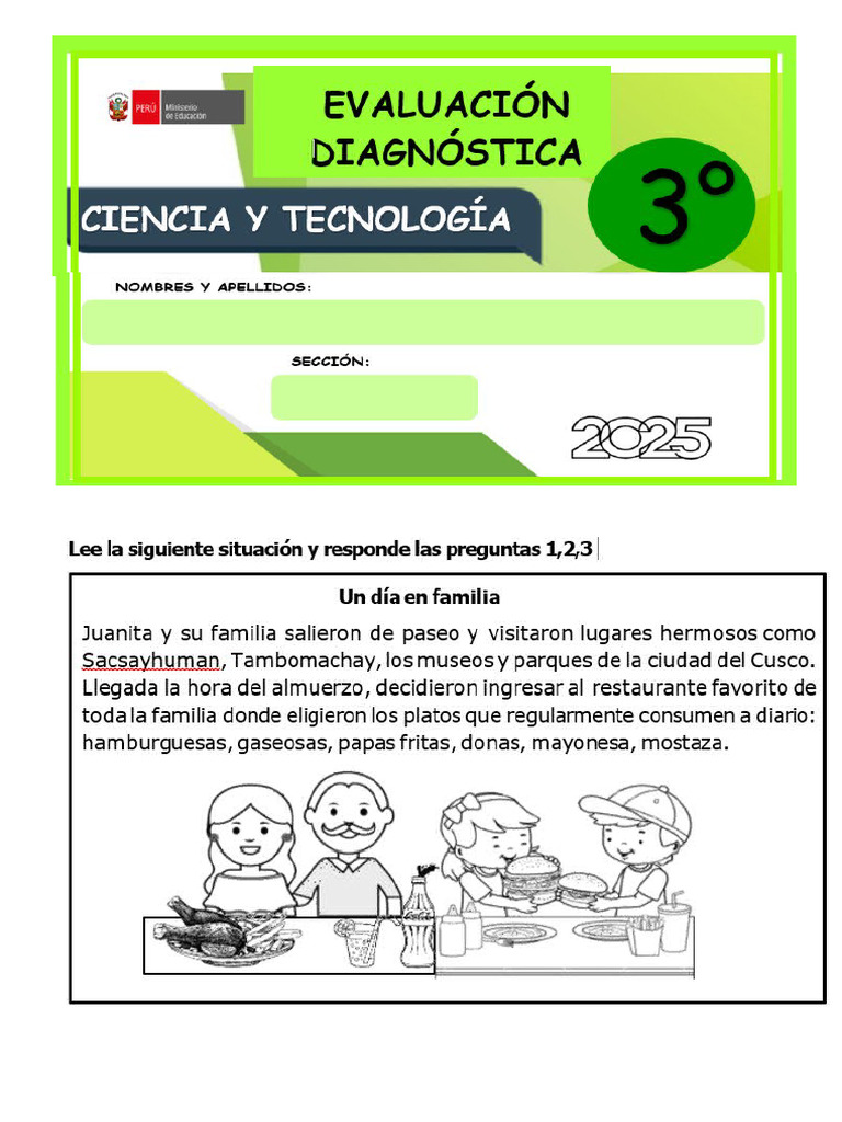 Eval- Diagnostica Ciencia 3ª | PDF