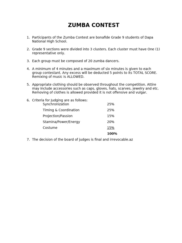 Zumba Contest | PDF