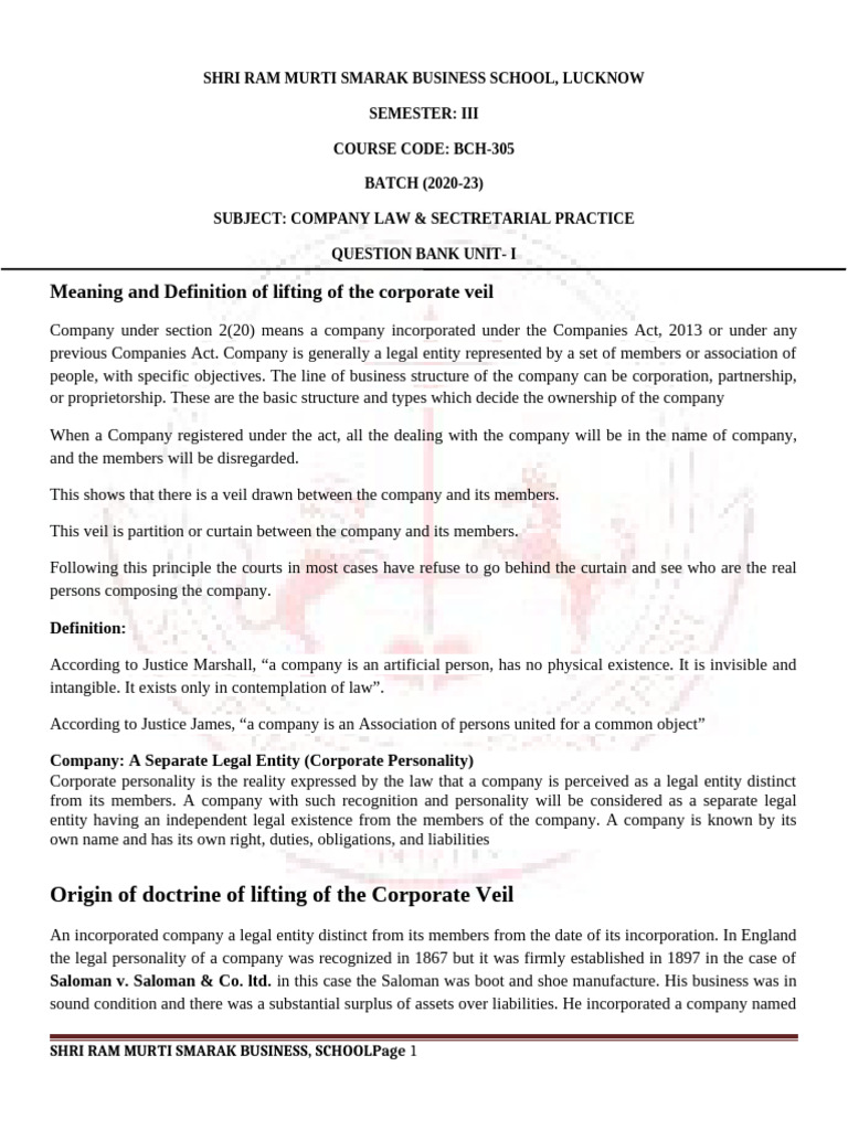 Company Law & Secretarial Practice Guide | PDF | Articles Of ...