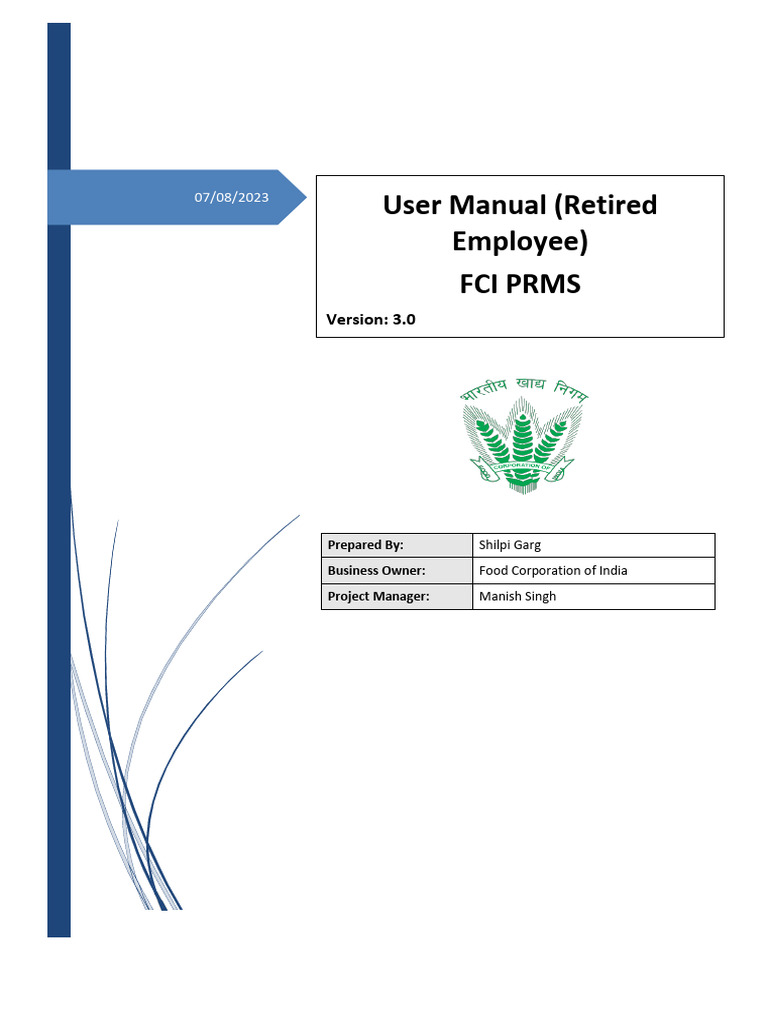 FCI PRMS User Manual for Retired Employees | PDF | Login | Safari (Web ...