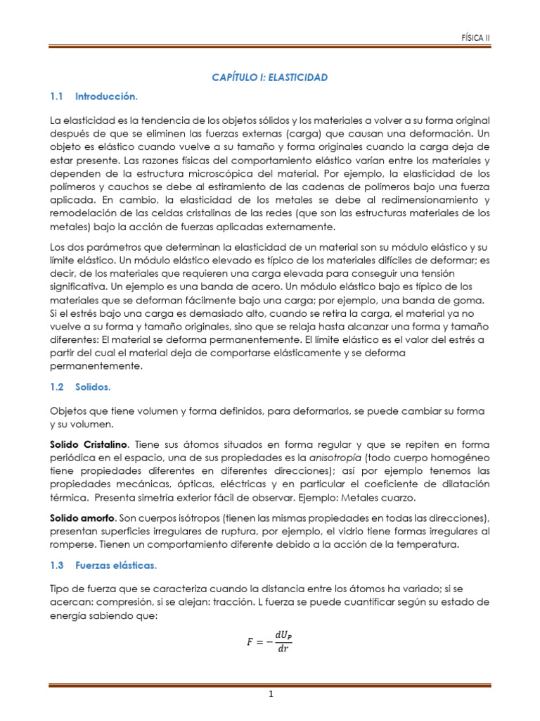 01- Capitulo I- Elasticidad - RLC 2025 | PDF | Deformación (ingeniería) | Elasticidad (Física)