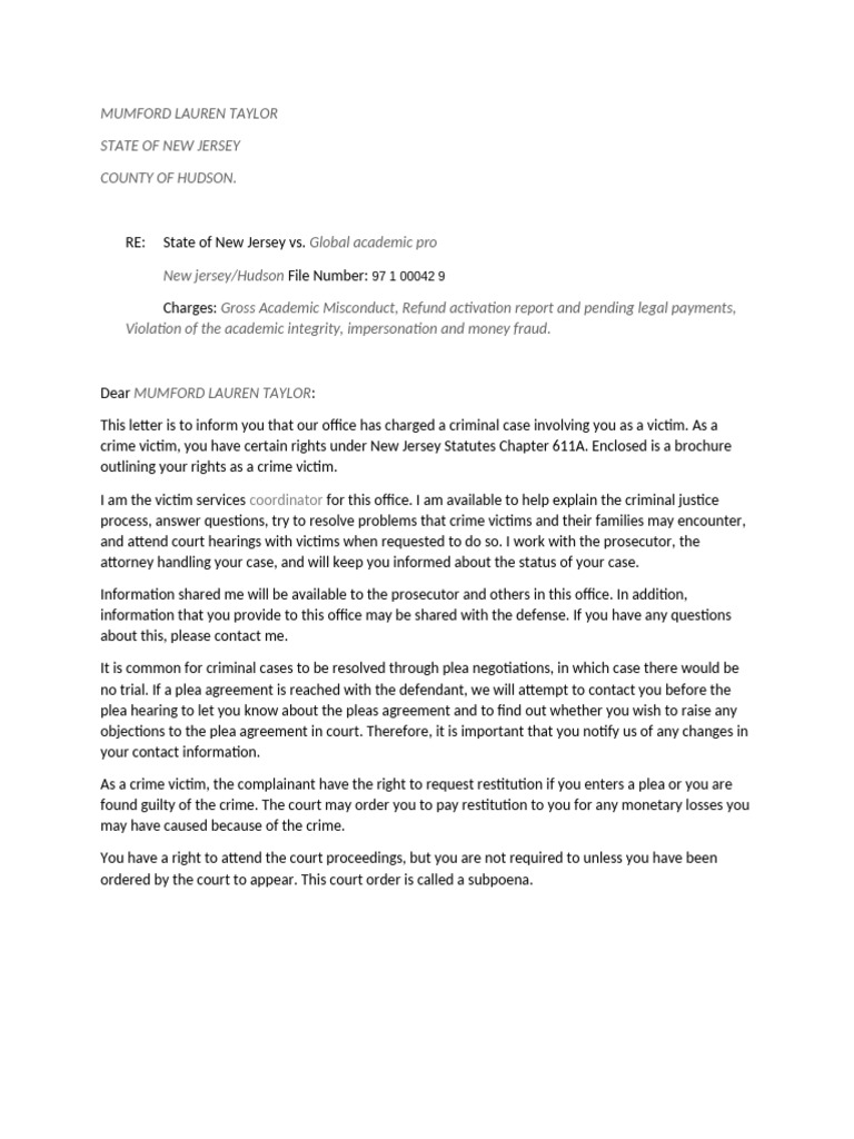 Mumford Lauren Taylor-Prosecution-97 1 00042 9 | PDF | Plea Bargain | Plea