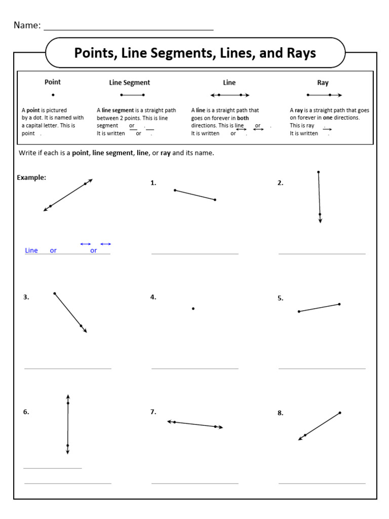 Lines-Segments-Rays-Class5 Worksheet | PDF