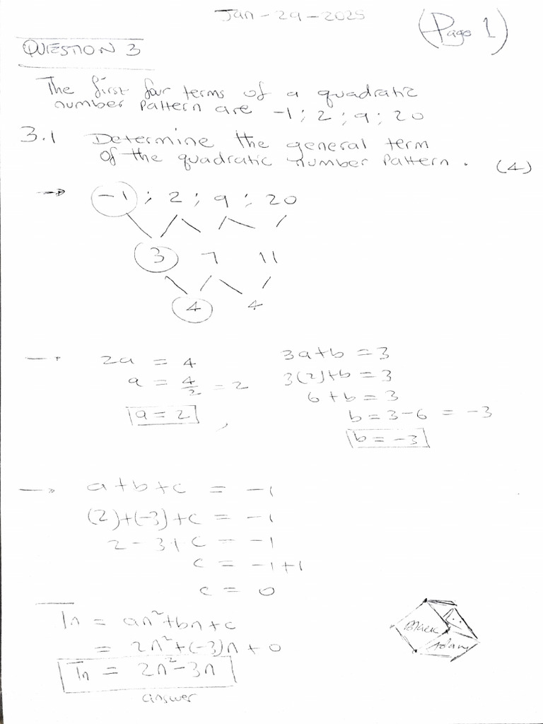 Quadratic Pattern 1 | PDF