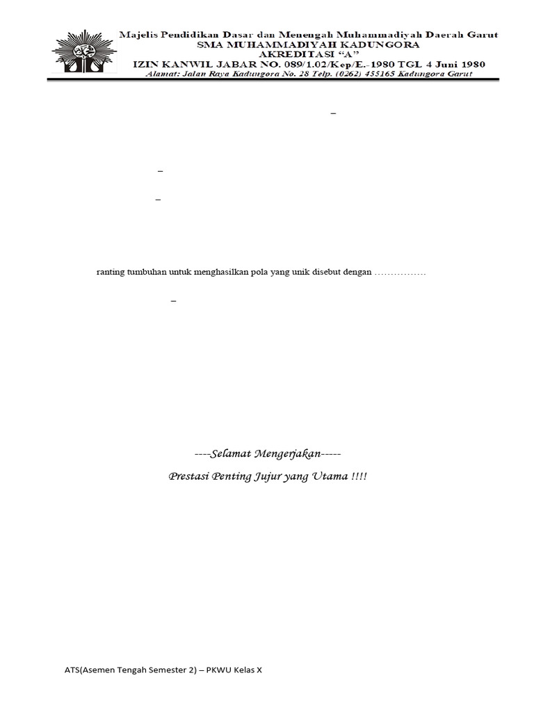 Soal PTS Pkwu X | PDF