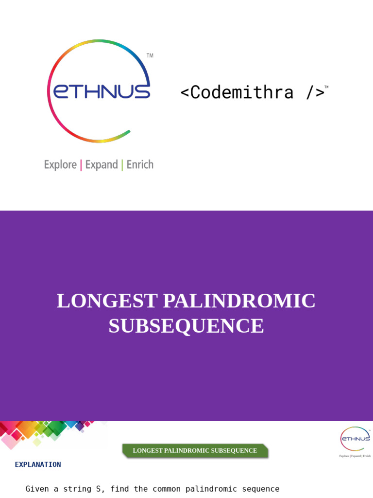 Longest Palindromic Sequence | PDF | String (Computer Science) | Applied Mathematics