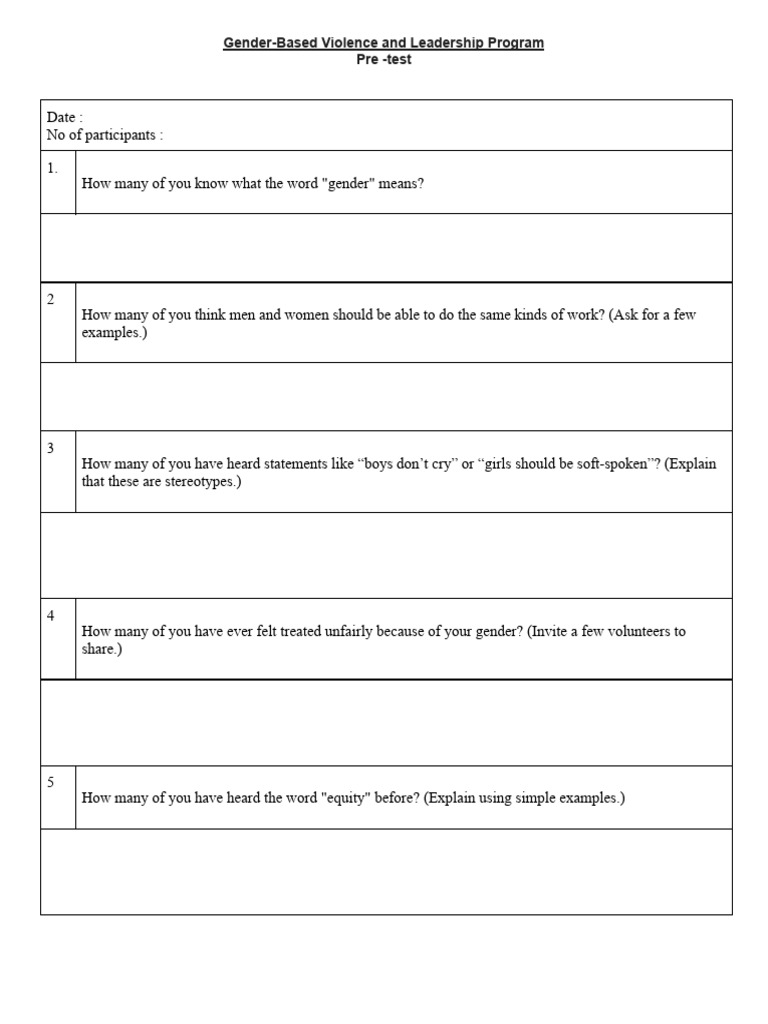 Gender-Based Violence Awareness Assessment | PDF