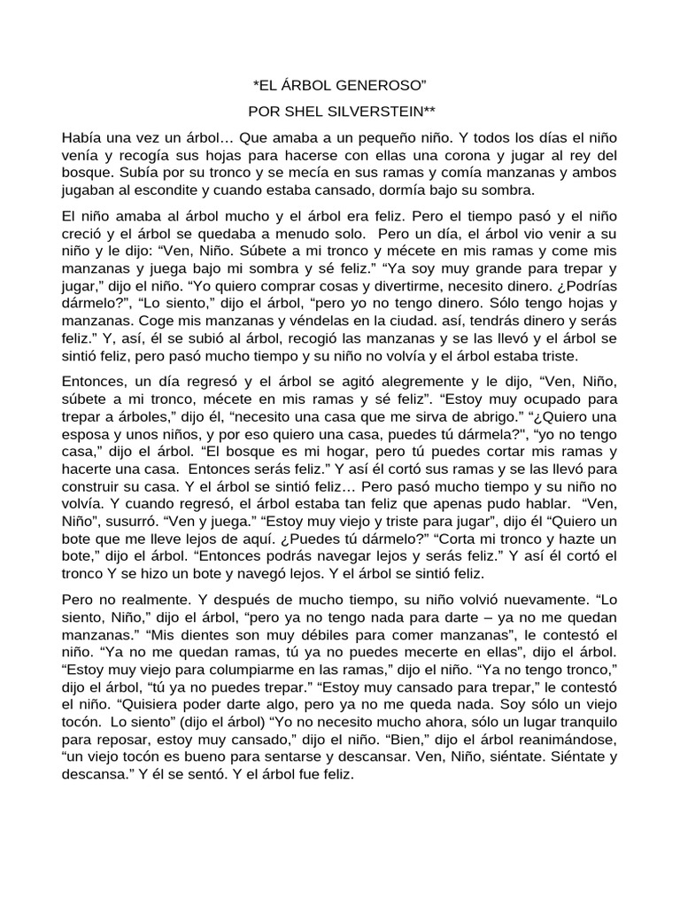 EL ÁRBOL GENEROSO | PDF