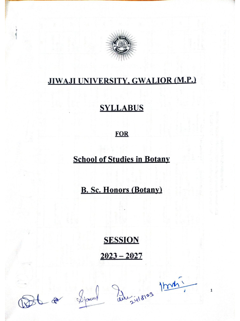 B.SC - Honors Botany Session 2023 27 2 | PDF