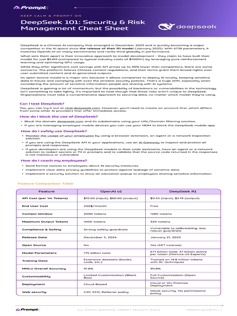 DeepSeek Cheat Sheet by Prompt Security | PDF | Artificial Intelligence | Intelligence (AI ...