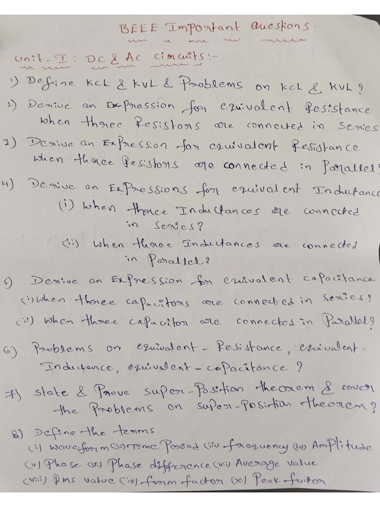 1,2,3 Beee Important Questions | PDF