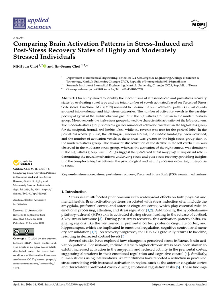 Choi Et Al 2024 Comparing Brain Activation Patterns in Stress-Induced and Post-Stress Recovery ...