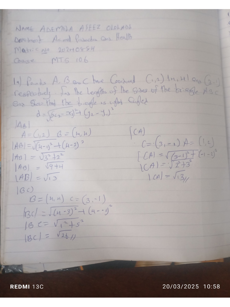 MTS 106 Assignment | PDF