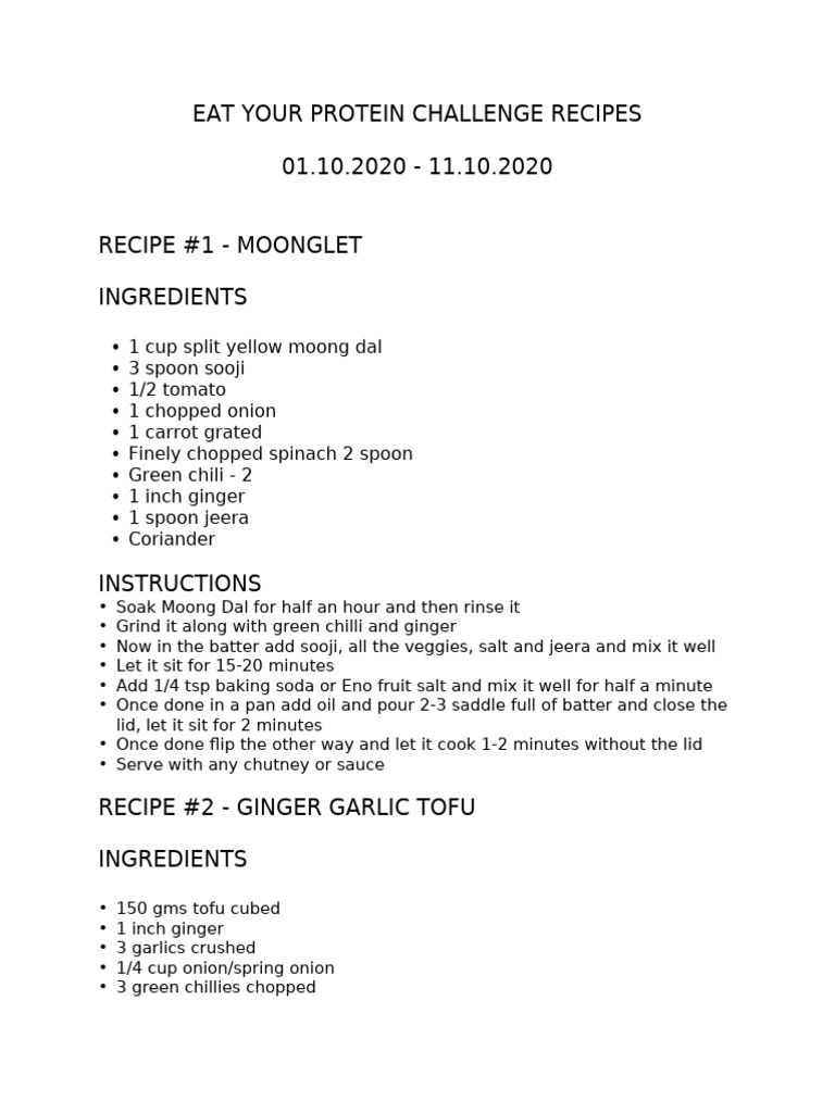 RECIPES - EAT YOUR PROTEIN CHALLENGE - Week3 | PDF | Curry | Chutney