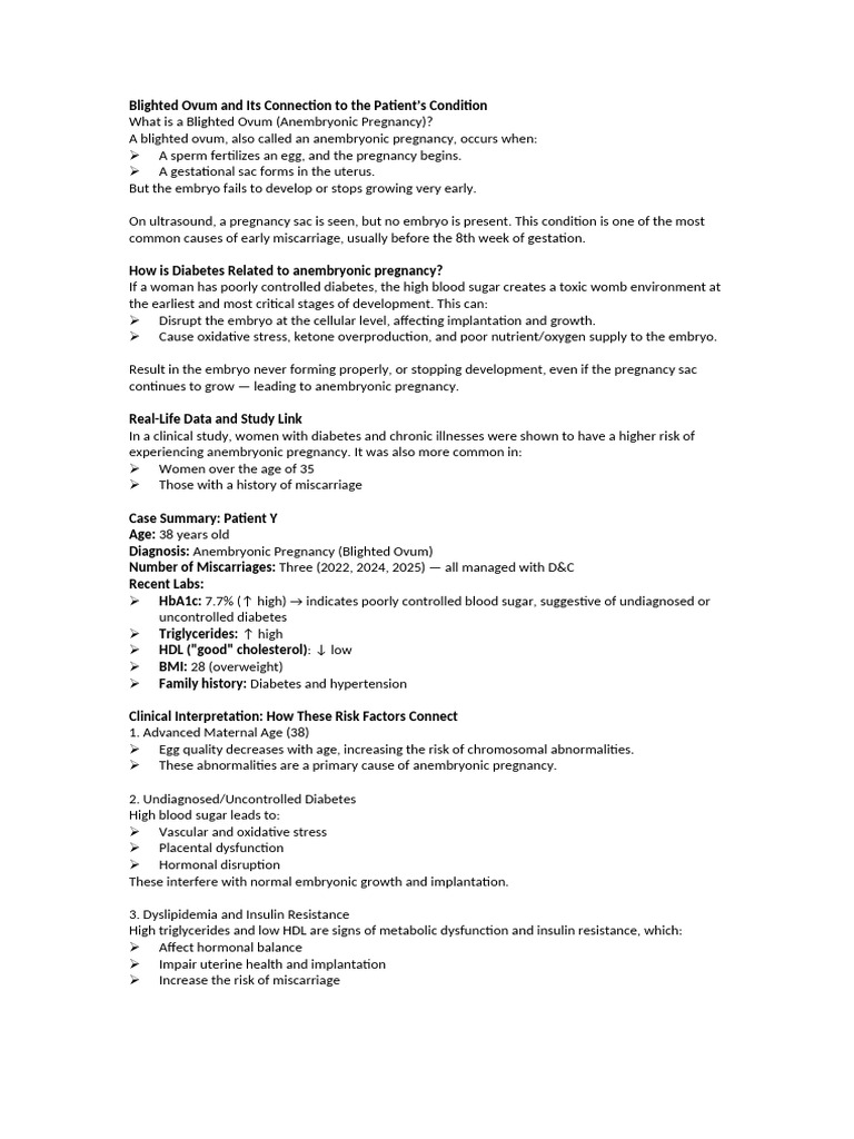 ANEMBRYONIC PREGNANCY and Its Connection To Patient Y | PDF ...