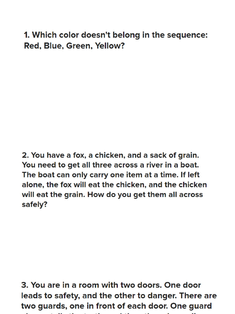 Logic & Riddle Quiz | PDF