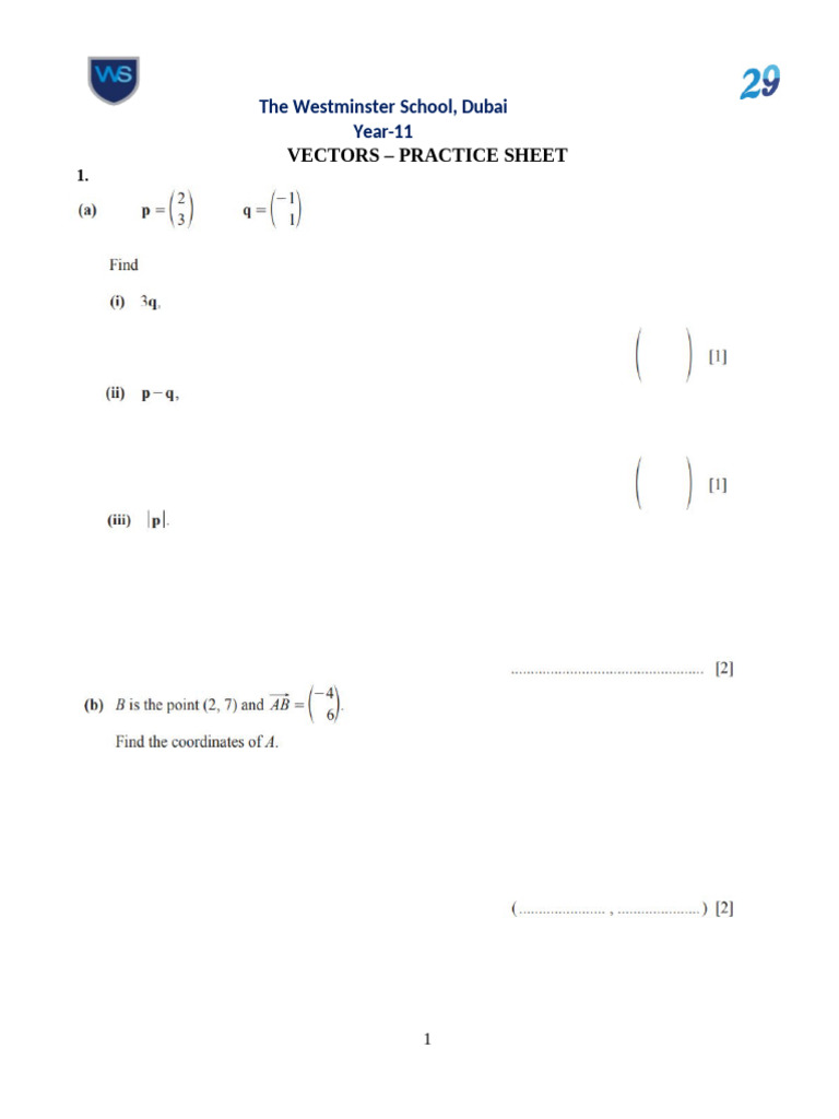 E7.4 Vectors Ans 2 | PDF