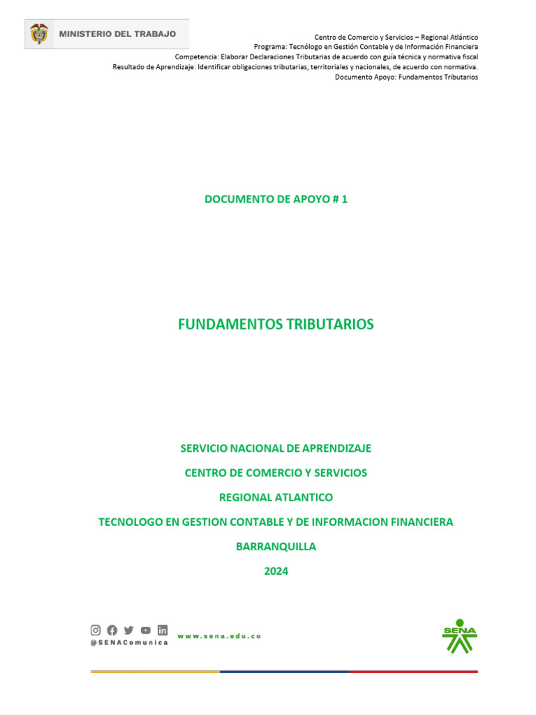 Documento de Apoyo # 1 Fundamentos Tributarios | PDF | Impuestos | Contabilidad