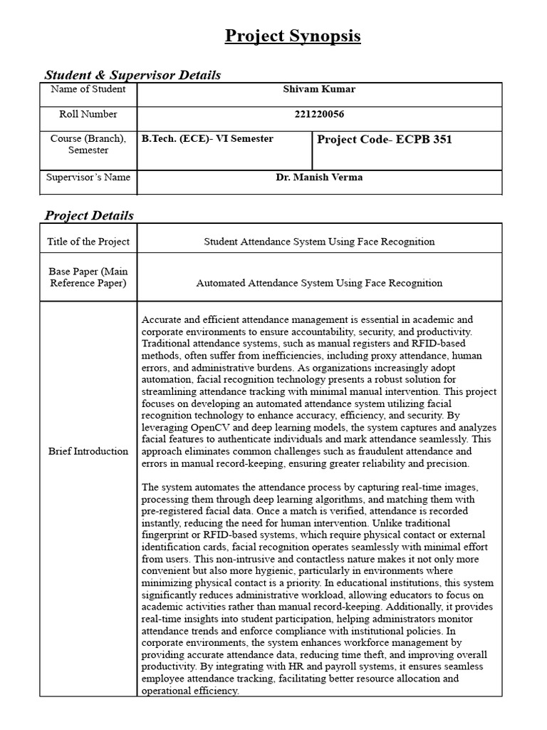 Synopsis II Report 221220056 ECPB351 | PDF | Deep Learning | Accuracy And Precision