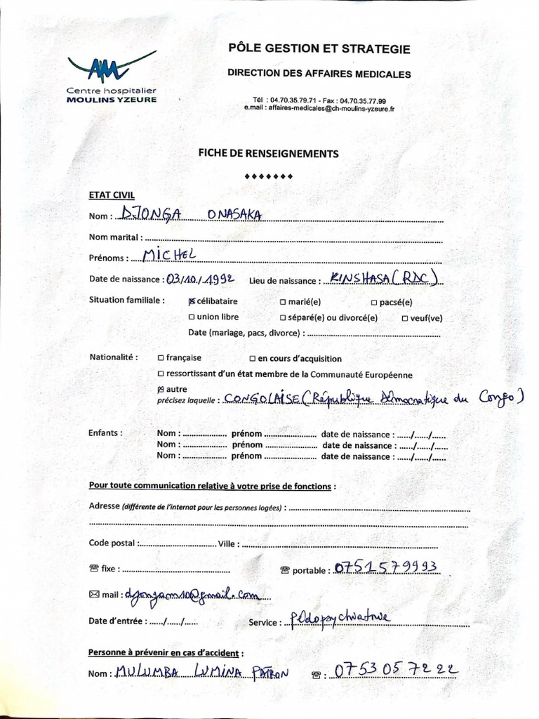 Fiche de Renseignements | PDF