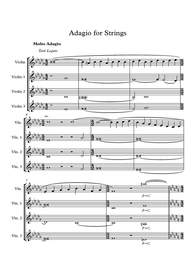 Adagio For Strings - Partitura Completa | PDF
