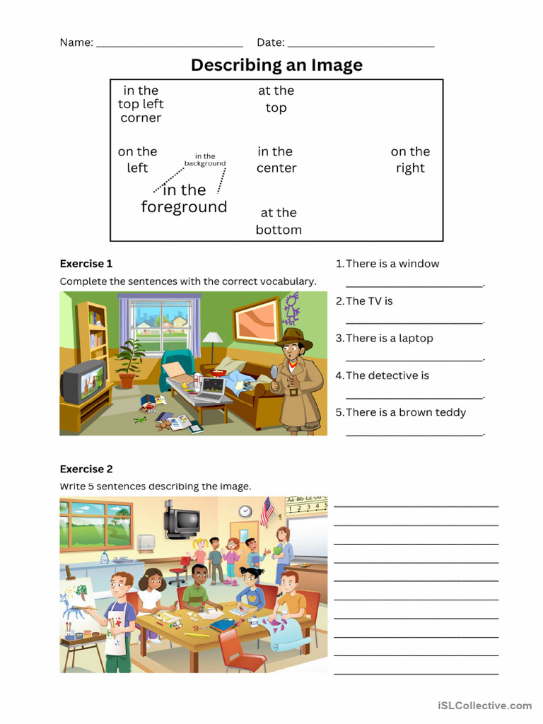 Describing An Image and Prepositions of Location | PDF
