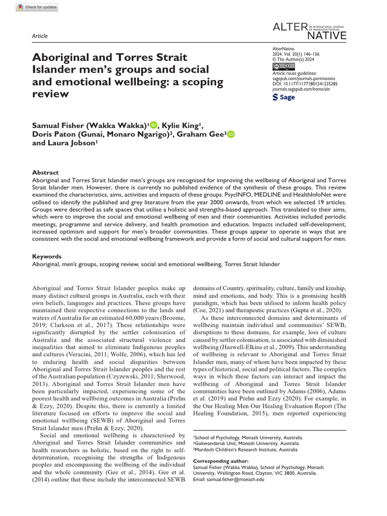 Aboriginal and Torres Strait Islander Men's Groups and Social and ...