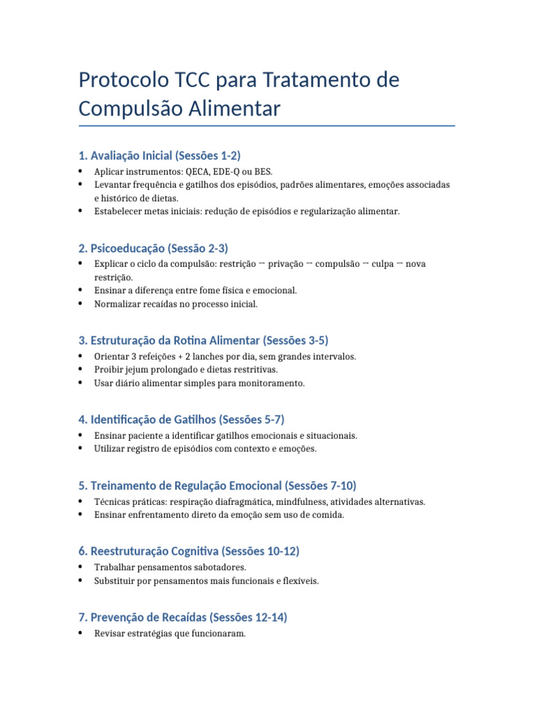 Protocolo TCC Compulsao Alimentar | PDF