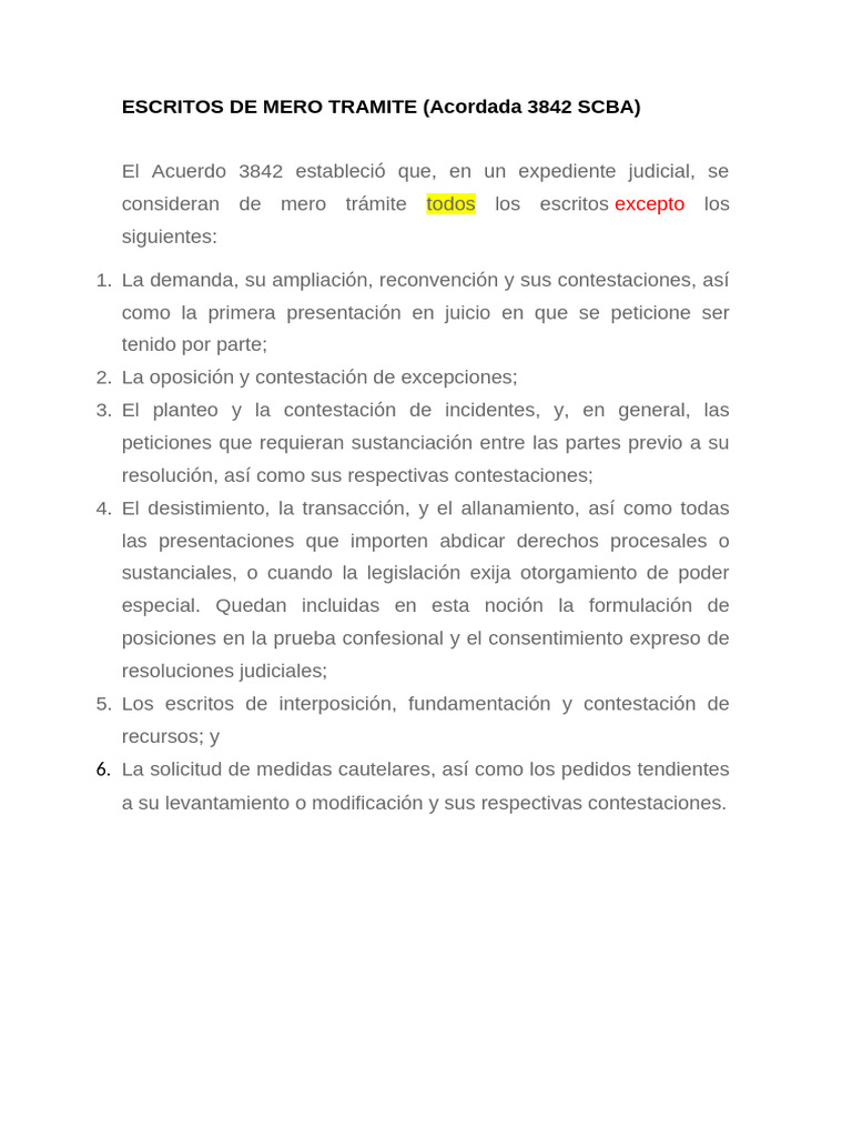 Escritos de Mero Trámite SCBA 3842 | PDF