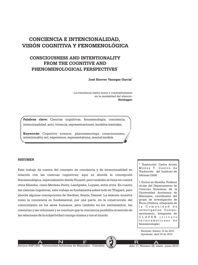 ART Conciencia e Intencionalidad | PDF | Pensamiento | Edmund Husserl