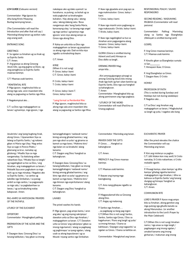 mass guide bisaya | PDF