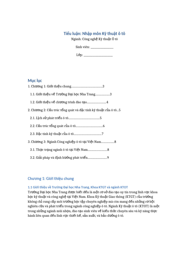 Tieu Luan Nhap Mon Ky Thuat o To Updated | PDF