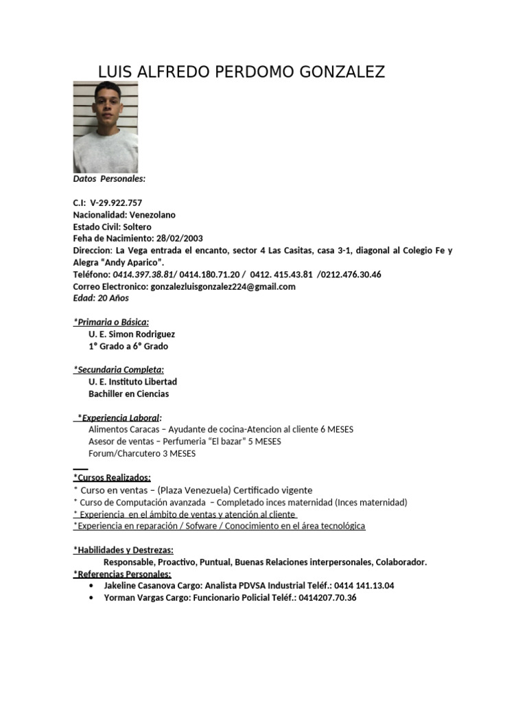 Luis Perdomo - DOXC | PDF