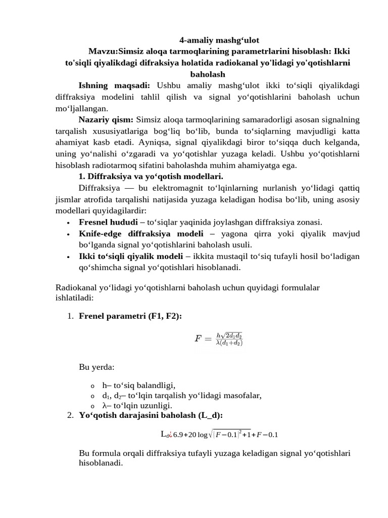 5 Amaliy Mashg'Ulot | PDF