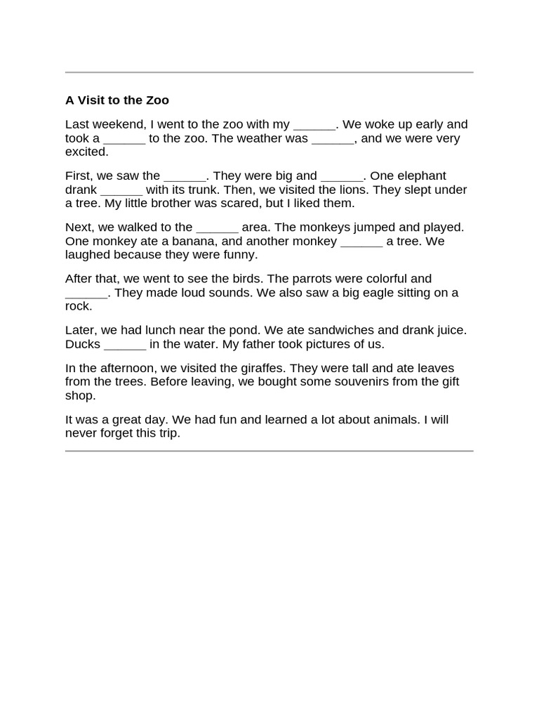 Zoo Visit Experience Summary | PDF