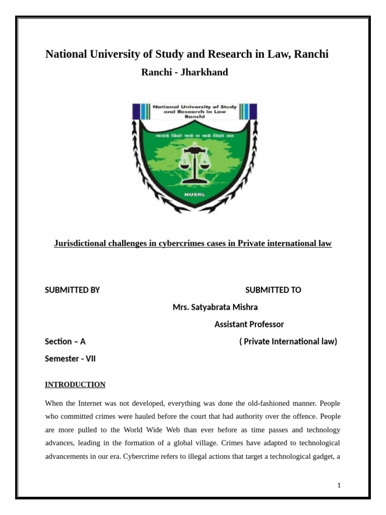 Private International Law | PDF | Cybercrime | Crimes