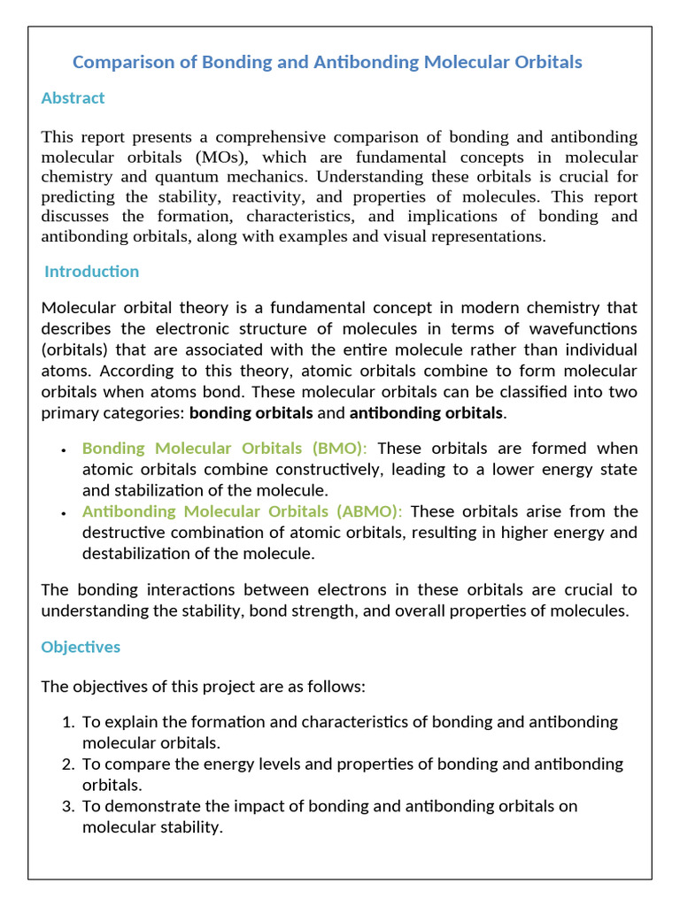 Bonding vs Antibonding Orbitals Explained | PDF | Molecular Orbital ...