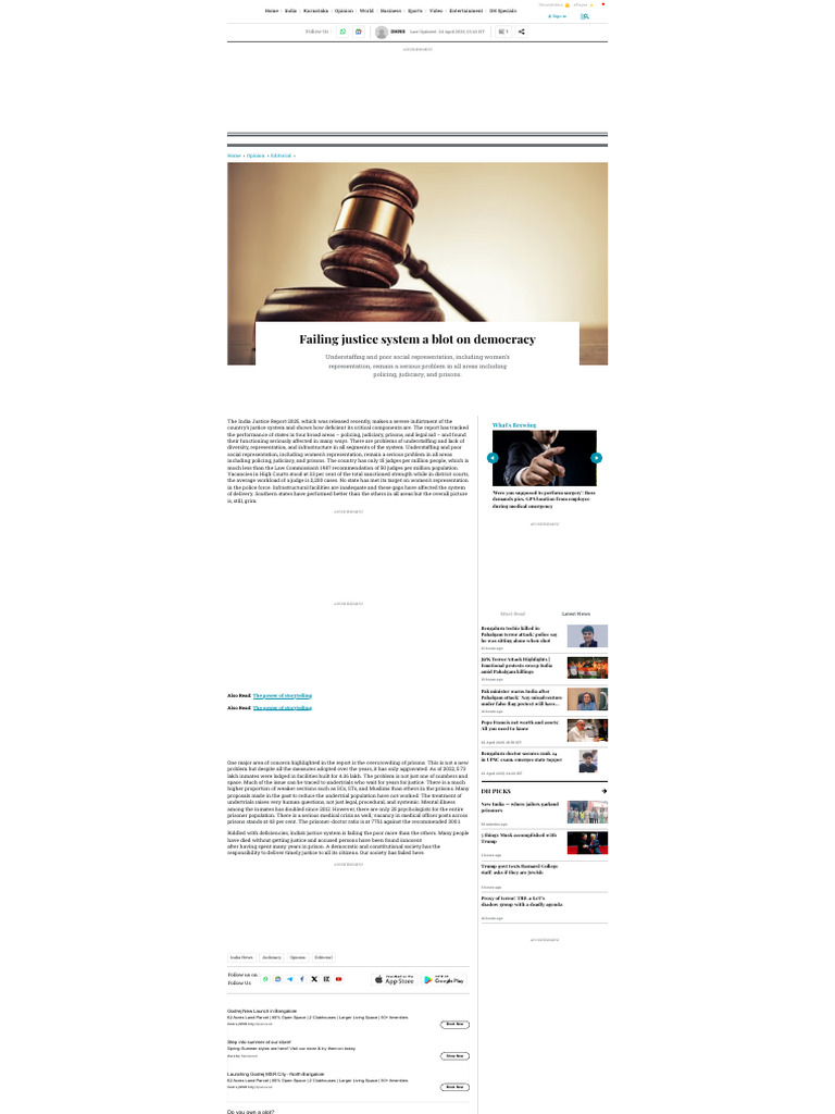 Failing Justice System A Blot On Democracy | PDF