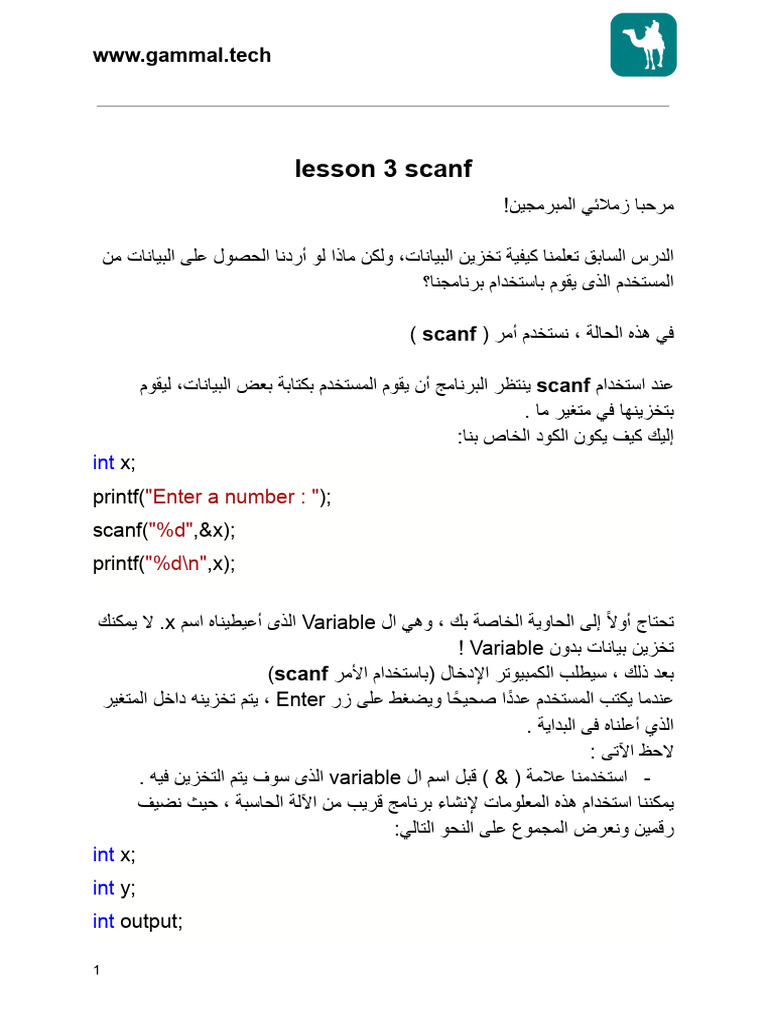 lesson 3 scanf | PDF