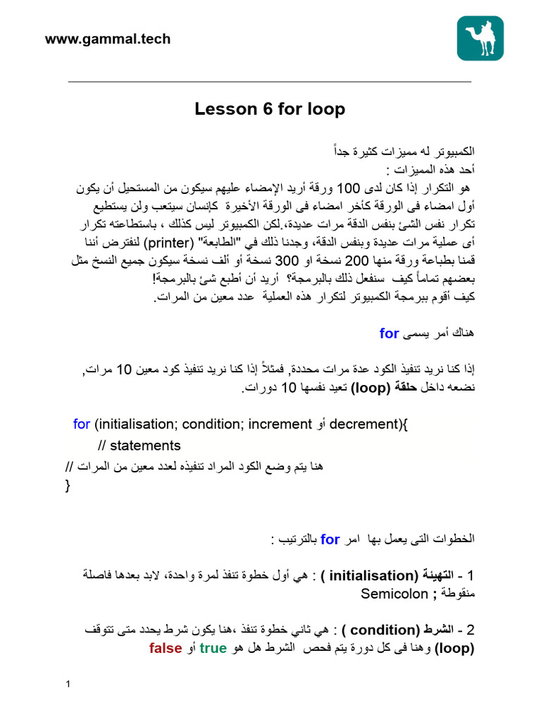 Lesson 6 For Loop | PDF