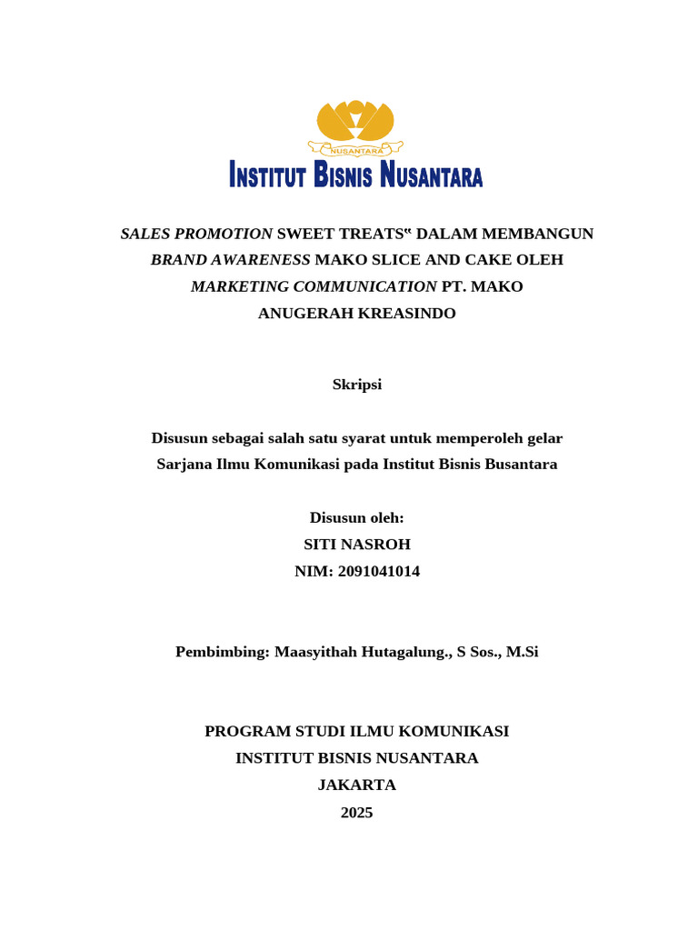 Sales Promotion Sweet Treats" Dalam Membangun Brand Awareness Mako ...
