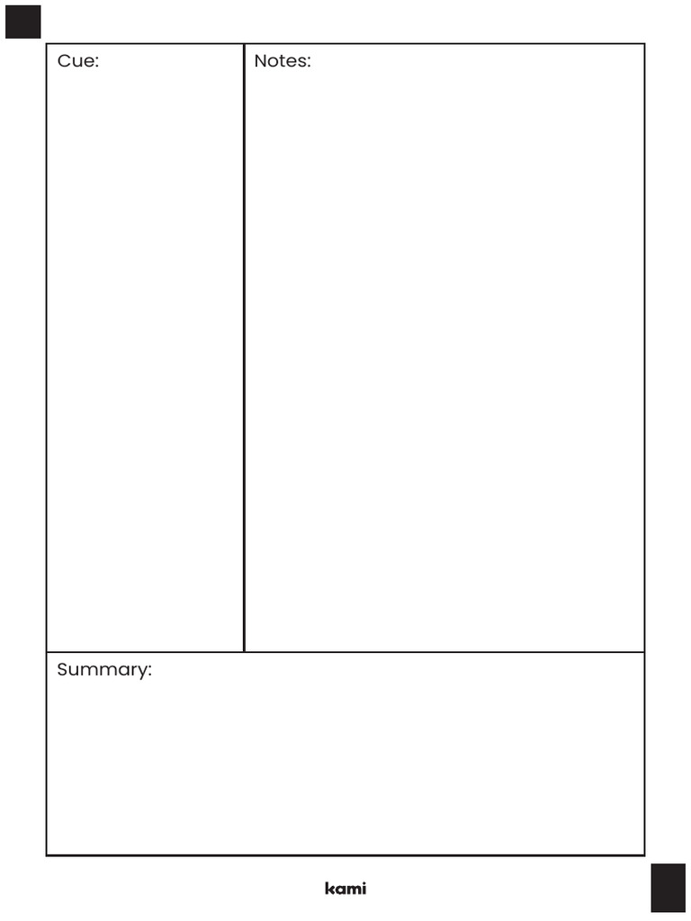 Cornell Notes - Three Sections | PDF