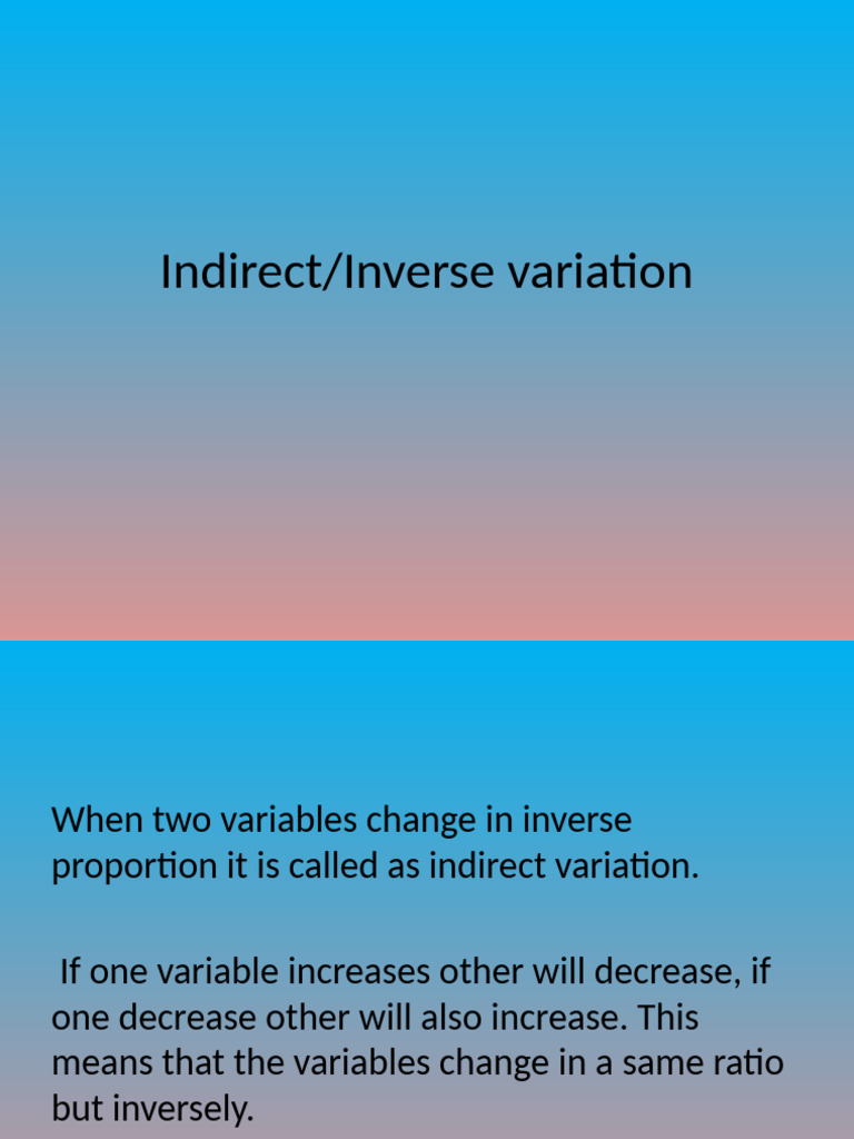 Indirect Variation | PDF