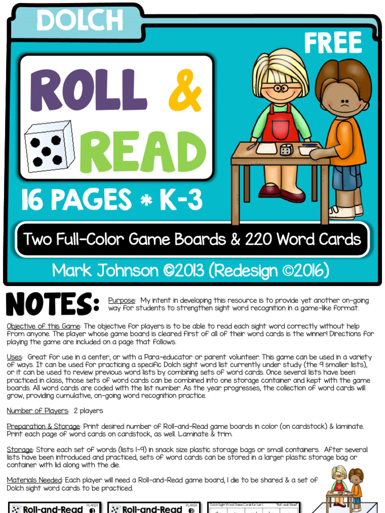 Dolch Roll-and-Read Sight Word Game | PDF