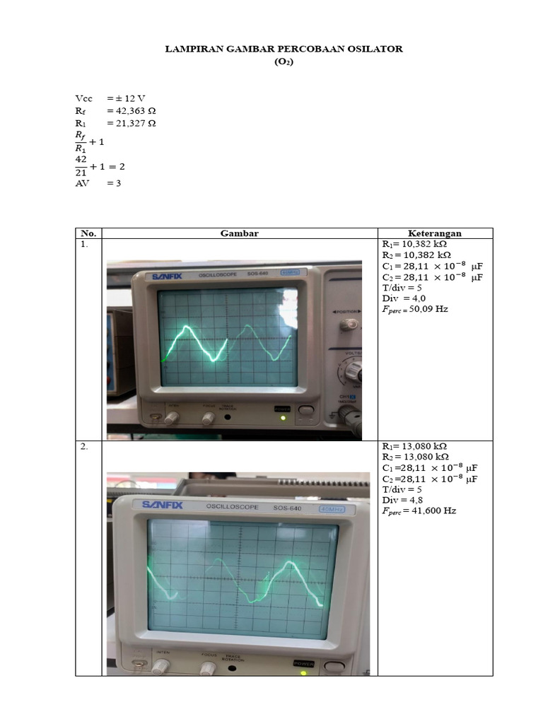 Lampiran Gambar Percobaan Osilator | PDF