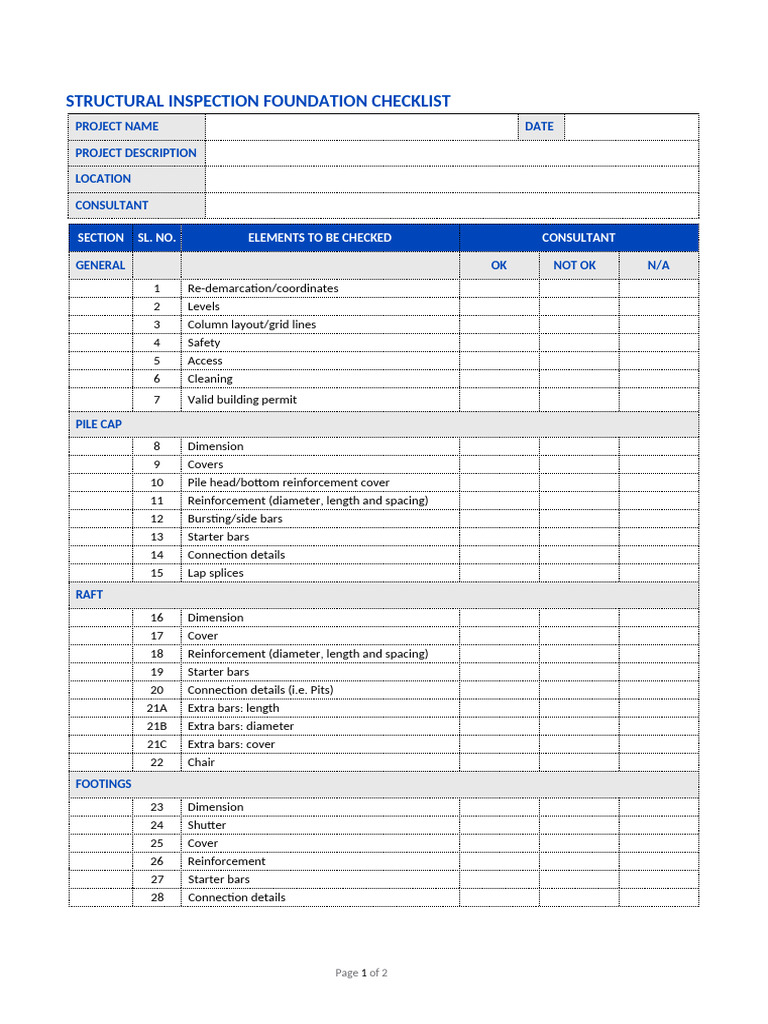 Structural Inspection Foundation Checklist | PDF | Deep Foundation ...