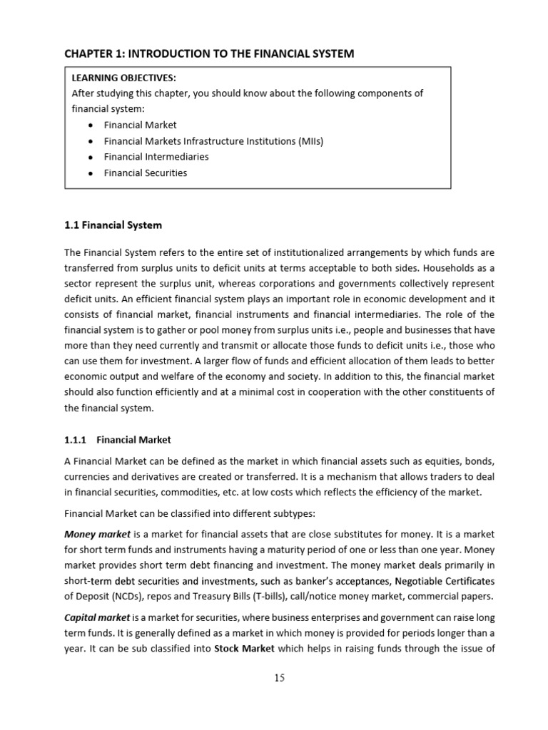 Overview of Financial System Components | PDF | Securities (Finance ...
