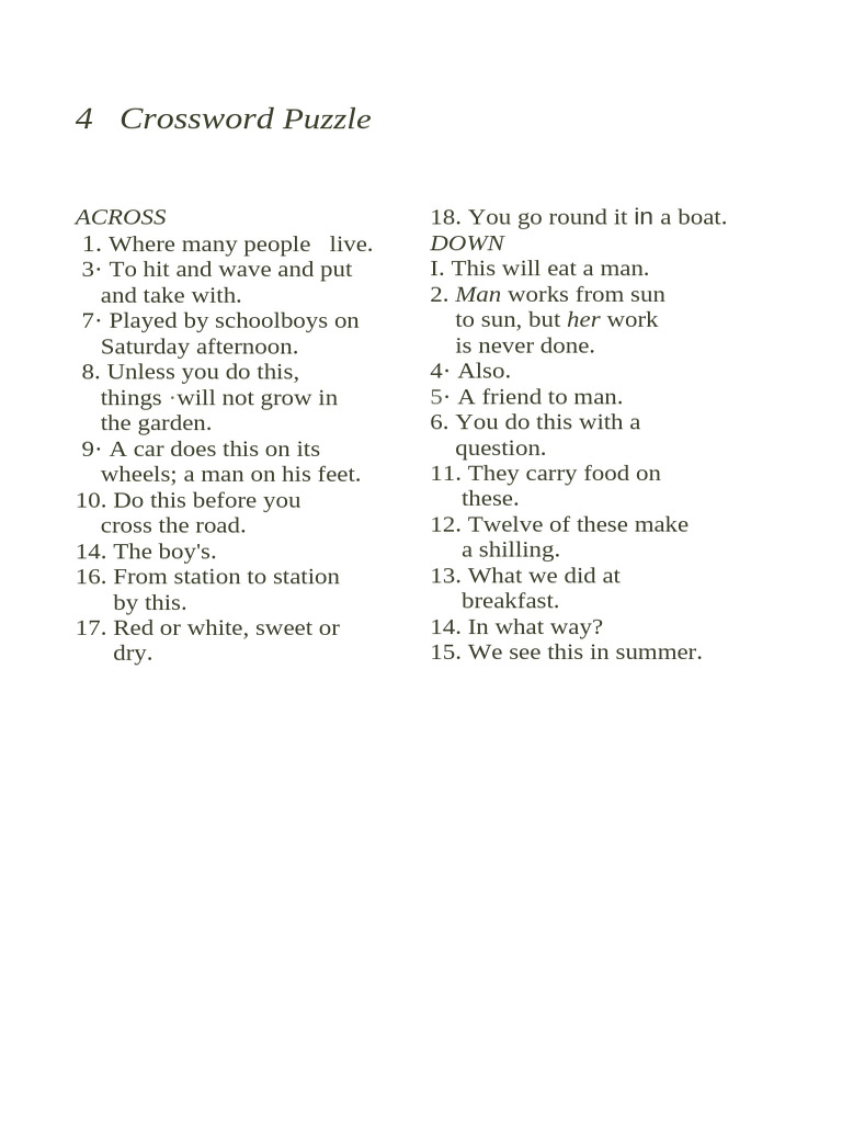 4 Crossword Puzzle | PDF