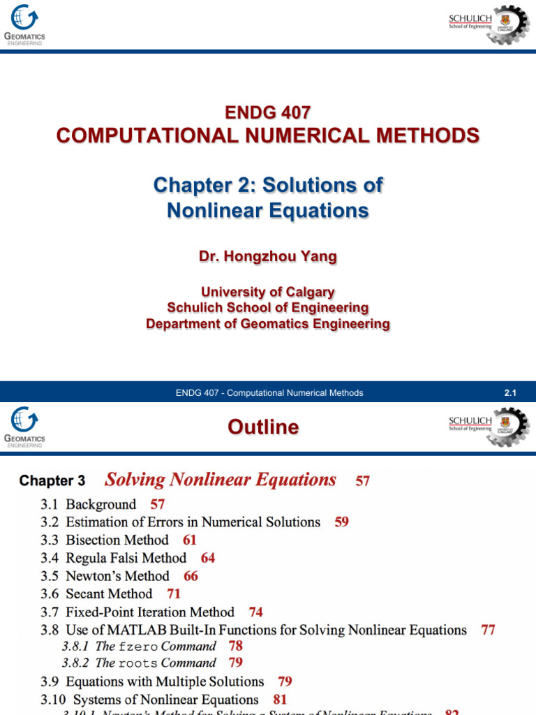 CHAP 2 NonLinearEquation W2025 | PDF | Numerical Analysis | Computational Science